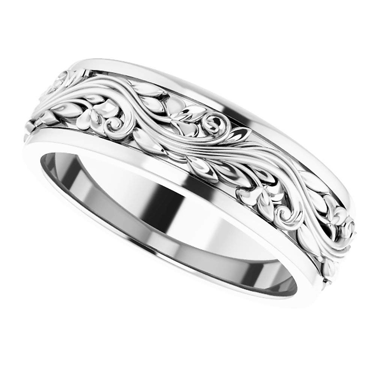 The Black Bow 7mm 14K White Gold Sculptural Standard Fit Band Size 7.5