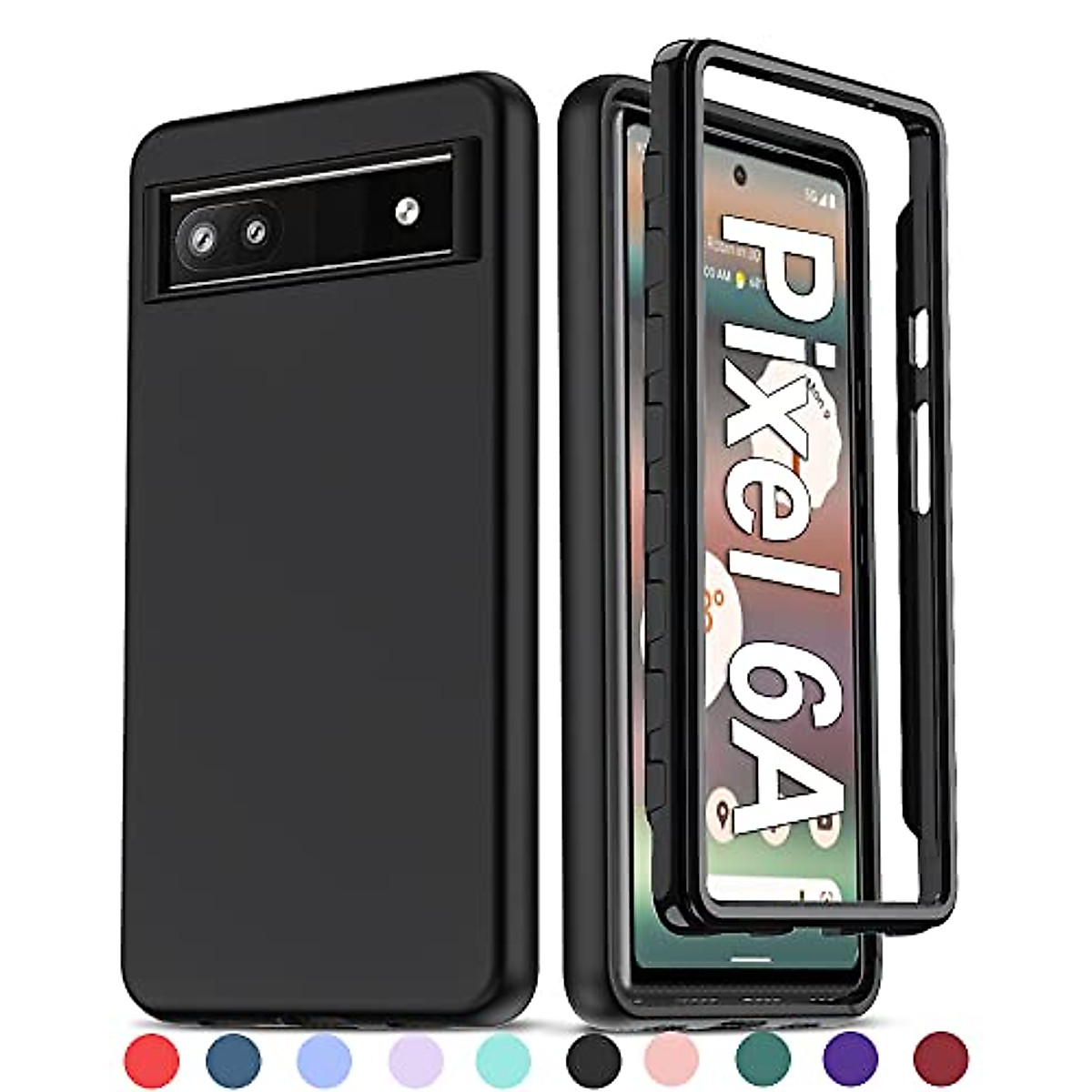 LeYi for Google Pixel 6A Case: Pixel 6A Phone Case for Men Women, Full-Body Shockproof Soft Silicone Protective Phone Case for Pixel 6A, Black