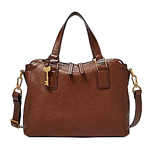 Fossil Women's Jacqueline Eco-Leather Satchel Purse Handbag, Brown (Model: ZB1501200)