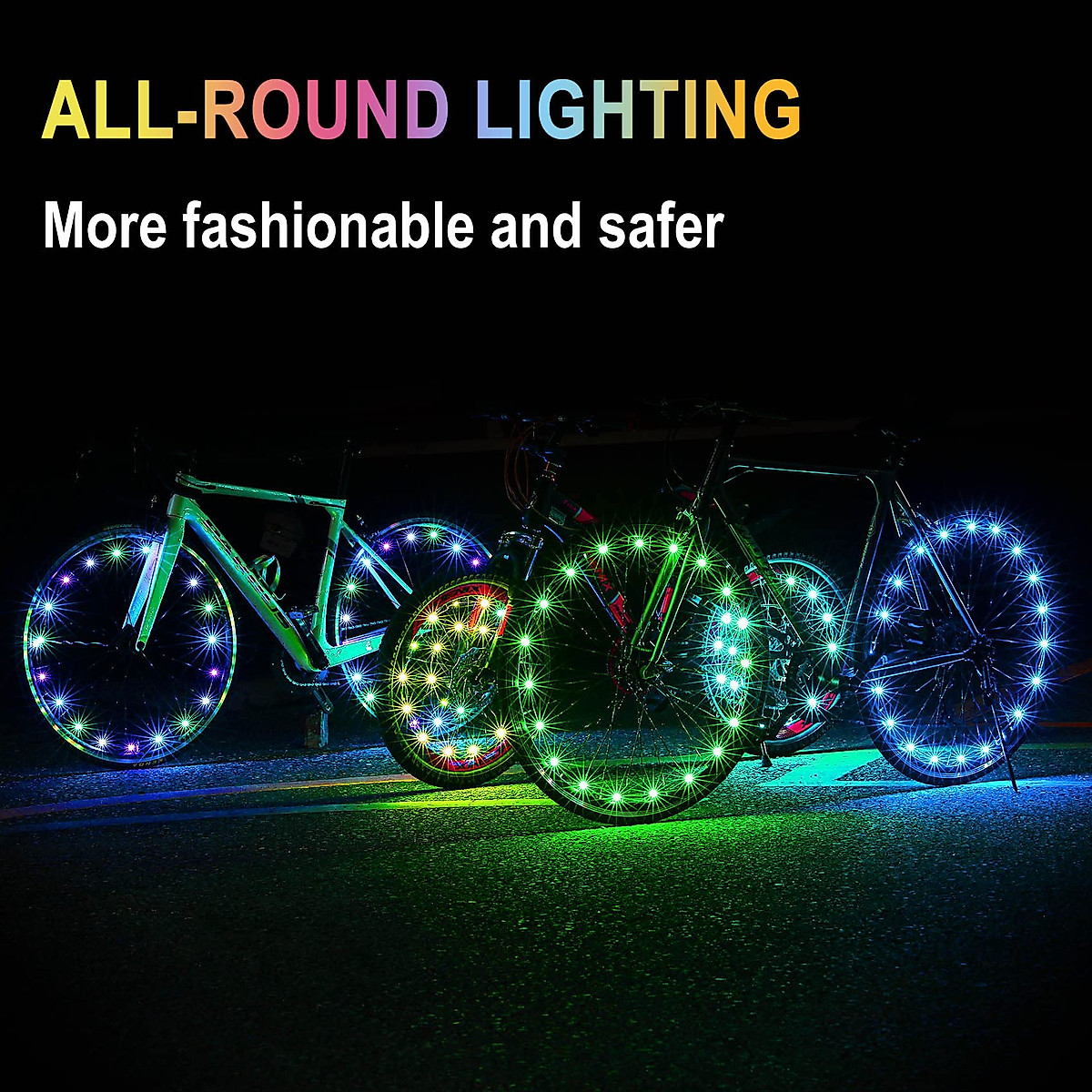 Anrrew 2-Tire Pack Bike Lights.LED Bike Wheel Lights with Batteries Included! Safety and Style Bicycle Light Decoration Accessories.Gift for Kids,Adults（Rainbow）