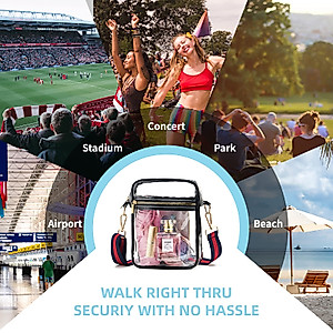WEIMZC Clear Crossbody Bag Stadium Approved,Adjustable Shoulder Strap Clear Crossbody Purse for Concerts, Festivals, Sports Events (Color17)
