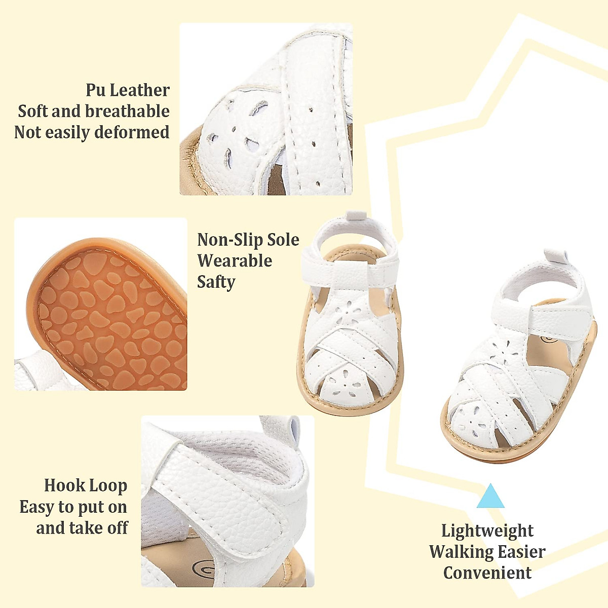 Babelvit Infant Baby Girl Boy Sandals Comfort Premium Summer Outdoor Casual Beach Shoes with Flower Bowknot Anti Slip Rubber Sole Newborn Toddler Prewalker First Walking Shoes