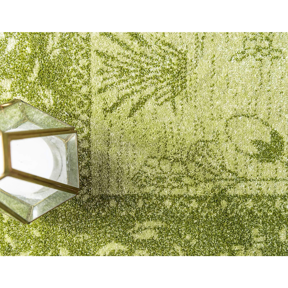 Unique Loom La Jolla Collection Farmhouse, Contemporary, Botanical, Traditional, Vintage Area Rug, 9 x 12 ft, Light Green/Green