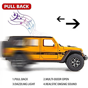 WAKAKAC Compatible for 1/32 Wrangler Alloy Diecast Pull Back Model Car Collectible Gift with Light and Sound Toy Vehicle for Kids Boys Girls Toddler Christmas Birthday Gift Orange