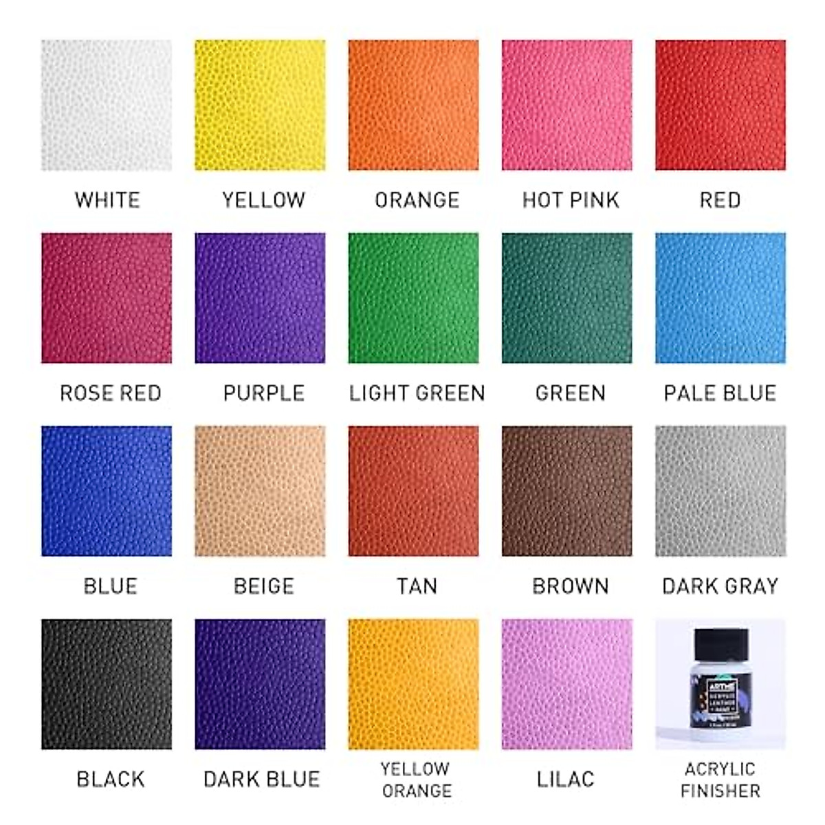 ARTME Acrylic Leather Paint Set, 20 Colors x 30ml Acrylic Leather Dye Kit Perfect for Shoes, Sneakers, Jackets, Leather Sofa, and Car Seat