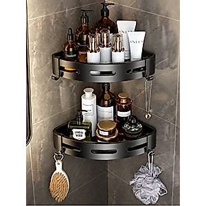 DHDestined Fateful 2 Pack Adhesive Corner Shower Caddy Organizer Shelf, No Drilling Kitchen Racks Shower Organizer Basket, Aluminum Storage Organizer for Shower Bathroom Kitchen Toilet