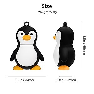 USB Flash Drive 64GB Cute Penguin Model USB Drive Thumb Drives USB 2.0 Memory Stick for External Data Storage
