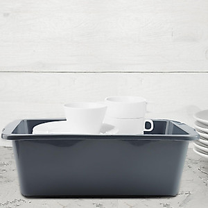 HEIHAK 5 Pack 8 L Plastic Bus Tub, 8.5 Qt 2.1 Gallon Grey Commercial Bus Box Utility Tote Bins, Small Rectangle Utility Storage Dish Tub Wash Basin for Kitchen, Restaurant, Cafeteria