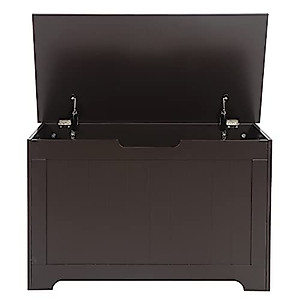 Epetlover Toy Chest for Girls Boys Wooden Storage Box with Flip-top Lid & Safety Hinge, Kids Room Play Room Nursery Organizer, Bedroom Bench with 100L Storing Area, Brown
