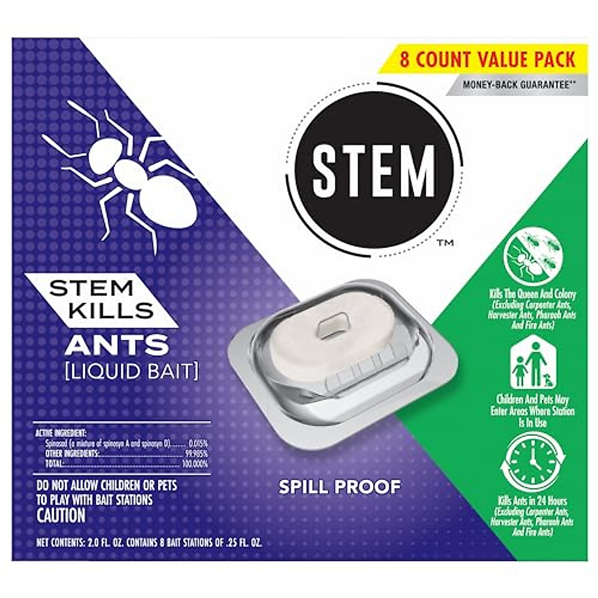 STEM Liquid Ant Baits, Kills The Queen and Colony, for Indoor Use, 8 Spill Proof Bait Stations