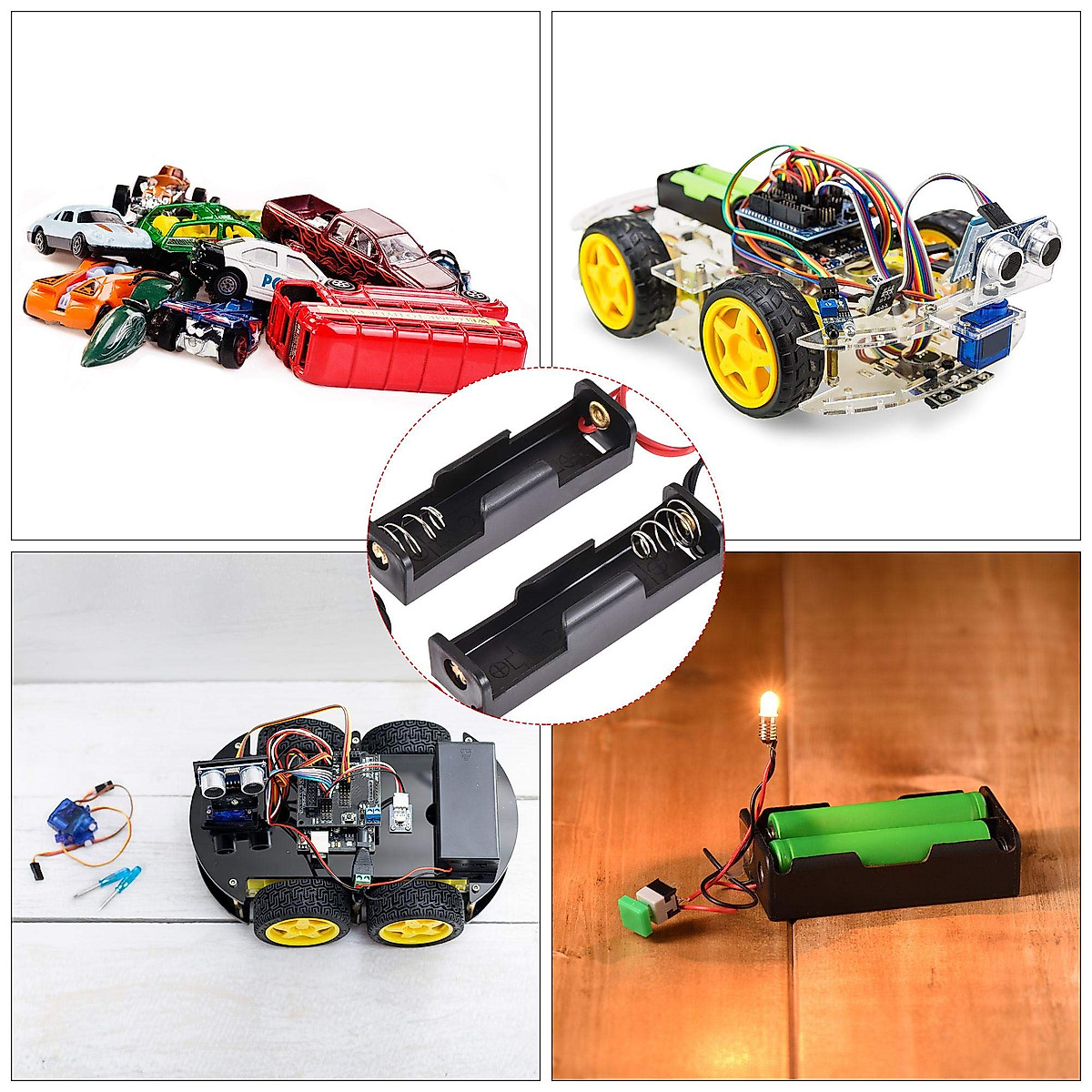 uxcell Battery Case Storage Box 1 Slot x 1.5V 2-Wire Lead for 1 x AA Battery 10 Pcs