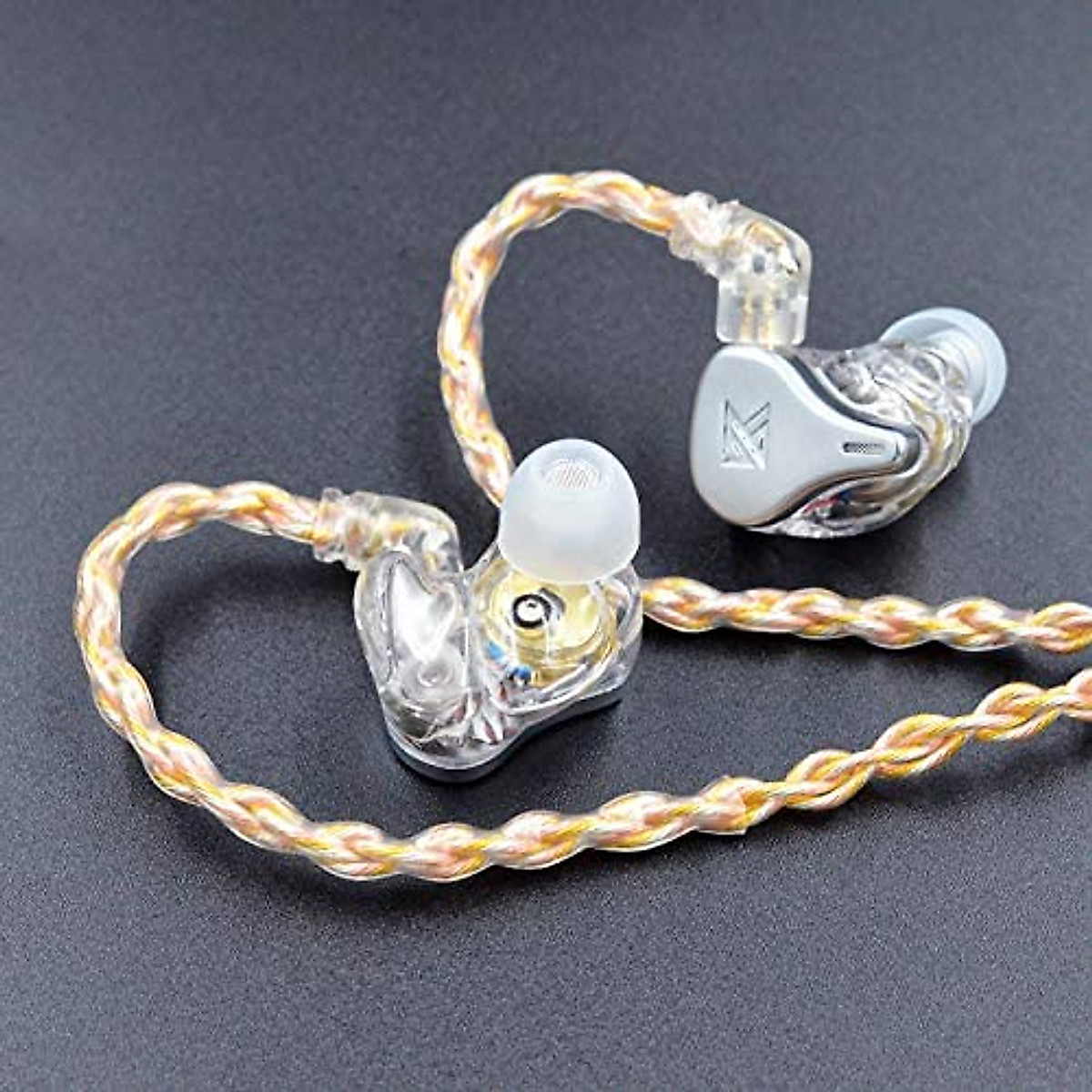 erjigo KZ Gold Silver Mixed Braiding Upgrade Cable 2 pin 0.75mm Replacement Earbuds Audio Cable Compatile with (C Pin (KZ-ZSN/ZSN PRO/ZS10 PRO))
