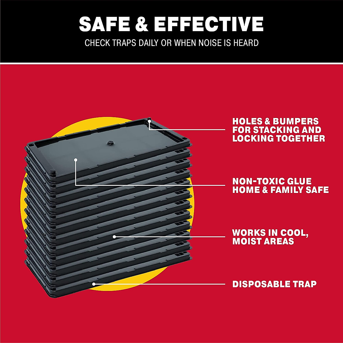 Catchmaster Rat, Snake and Mouse Traps 12Pk, Large Bulk Glue Rat Traps for Home, Pre-Scented Adhesive Plastic Tray for Inside House, Snake, Mice, & Spider Catcher, Pet Safe Pest Control