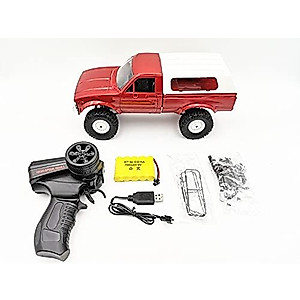 FMTStore WPL C24 1/16 2.4GHz 4WD RC Car Crawler w/Headlight Remote Control Crawler Off-Road Pick-up Truck RTR Toy Boy, Girl and Adult (Red)