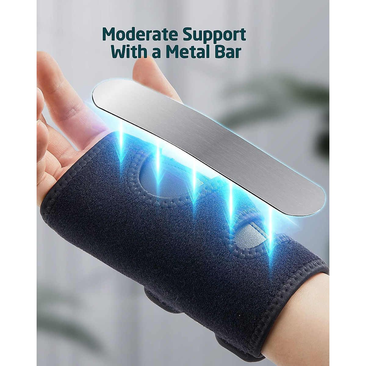 Tintol Wrist Brace for Carpal Tunnel Relief Night Moderate Support Splint for Typing Sleeping with a Metal Bar, Hand Brace Fit Right Left Hand for Tendonitis, Sprain, Arthritis, RSI (Right hand)