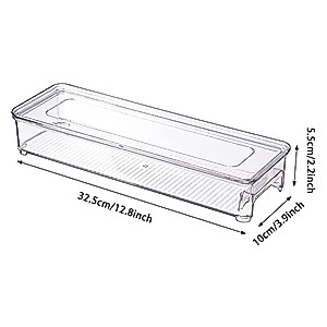 TIST Refrigerator Organizer Box with Lid, Clear Plastic Pantry Stackable Food Storage Box (Size : Small)