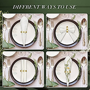 Stainless Steel Napkin Rings Metal Napkin Ring Holders Modern Ring Holder Serviette Buckles Metallic Adornment for Table Settings Kitchen Dinner Party Wedding (Matte Gold Semicircle, 10 Pcs)