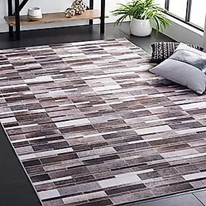 SAFAVIEH Faux Hide Collection Area Rug - 6' x 9', Ivory & Grey, Rustic Modern Glam Design, Non-Shedding & Easy Care, Machine Washable Ideal for High Traffic Areas in Living Room, Bedroom (FAH542A)