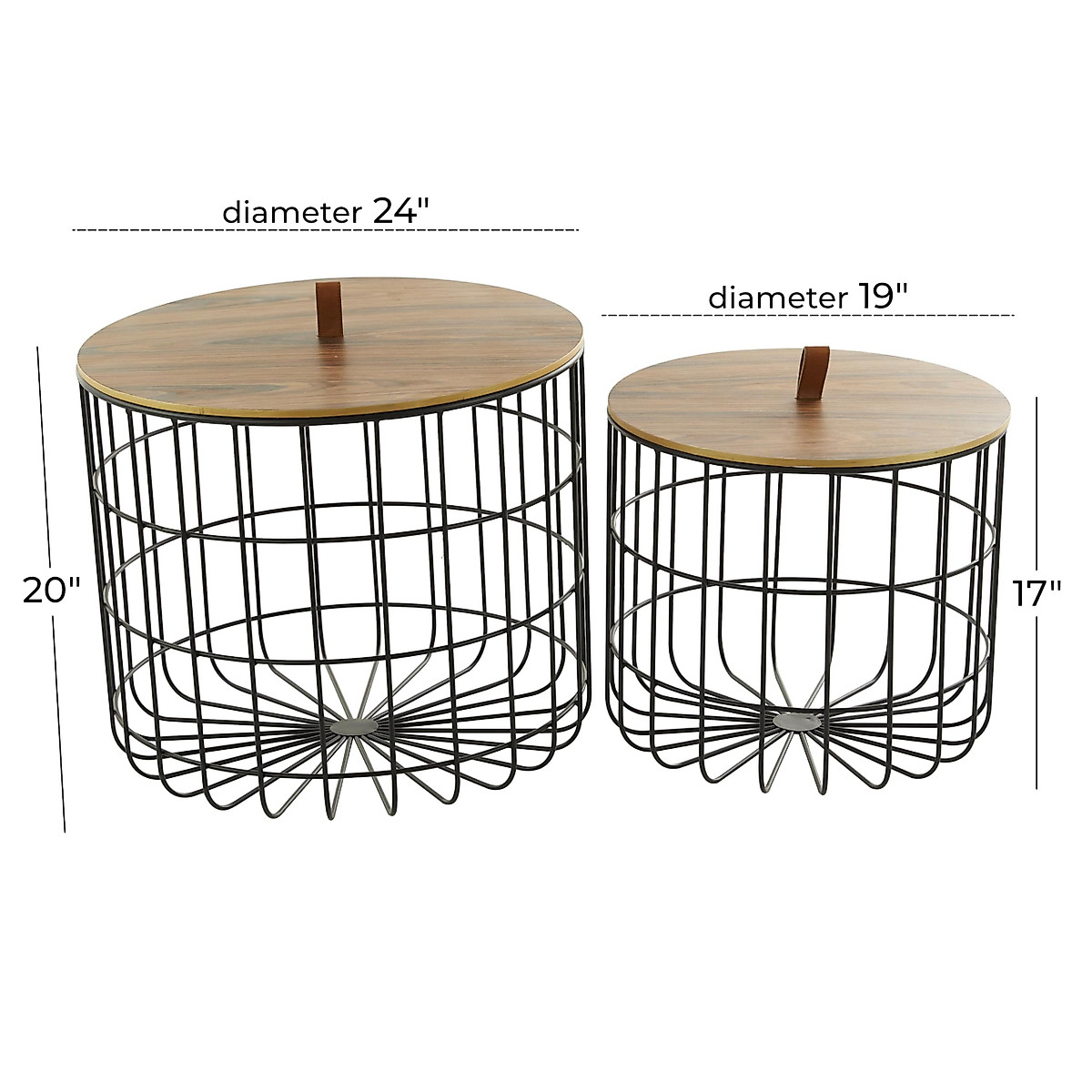 Deco 79 Contemporary Metal Storage Basket, 2 PIECES CONVENIENTLY SIZED, Brown