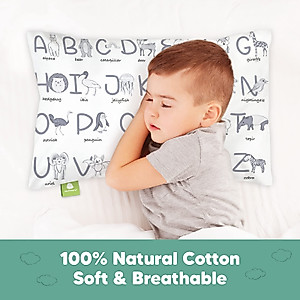 KeaBabies 2-Pack Toddler Pillow and Toddler Pillowcase for 13X18 Pillow - Soft Organic Cotton Toddler Pillows for Sleeping - Organic Toddler Pillow Case for Boy, Kids