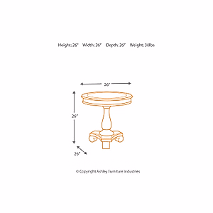 Signature Design by Ashley Mirimyn Cottage Vintage Hand-Finished Round Accent Table, Distressed White Finish