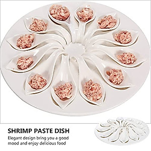 Hemoton 1 Set Eggs Platters Serving Tray Deviled Egg Dish 12 Hole Melamine Meatballs Plate Shrimp Tableware Dinnerware with Saucier Spoon for Home Kitchen Restaurant White
