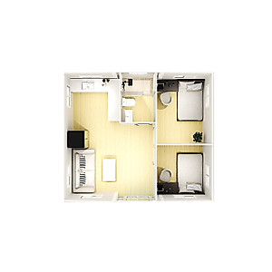 Generic Prime Manor 20 FT Luxury Easy to Assemble 2 Bedroom Modular Home with1Fully Equiped Bathroom and Kitchen Prefabricated Foldable/Expandable Mobile Home with Steel Frame, Wood Grained, Pwch1