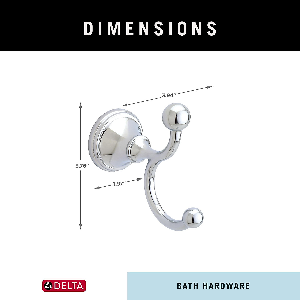 Franklin Brass, Polished Chrome 125861 Crestfield, Bath Hardware Accessory, Double Robe Hook