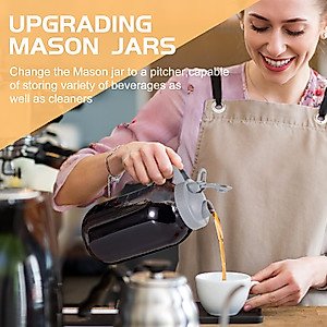 NFFTYUUT Mason Jar Flip Cap Lid with Handle, Airtight and Leak,Proof Seal, Wide Mouth, Gray,Pack of 2