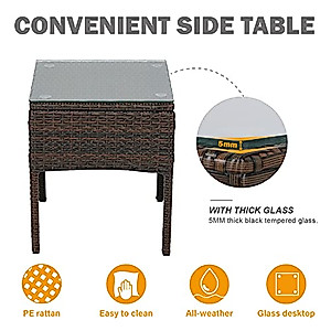 ABCCANOPY 3 Pieces Patio Furniture Set,Rattan Wicker Conversation Set with Coffee Table,Chairs Set with Seat Cushions Patio Conversation Set for Garden