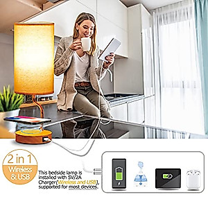 Unfusne Lamps for bedrooms Set of 4, Touch Control Table Lamp 3 Way Dimmable Nightstand Lamp with Fabric Shade, Small Lamp Set of 2 for Living Room, Dorm, Home,Office