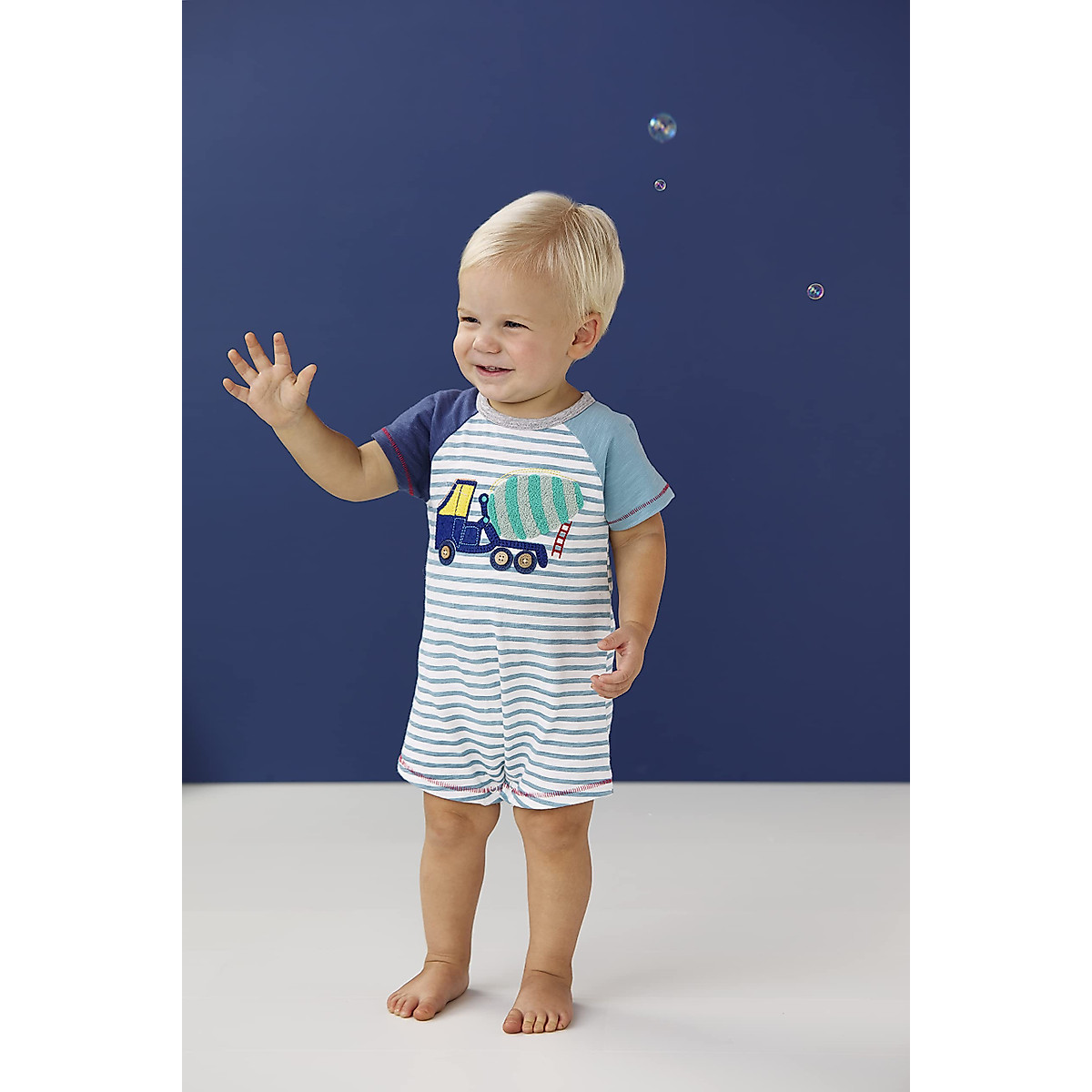 Mud Pie Baby Boys Cement Truck Shortall, 9-12 Months