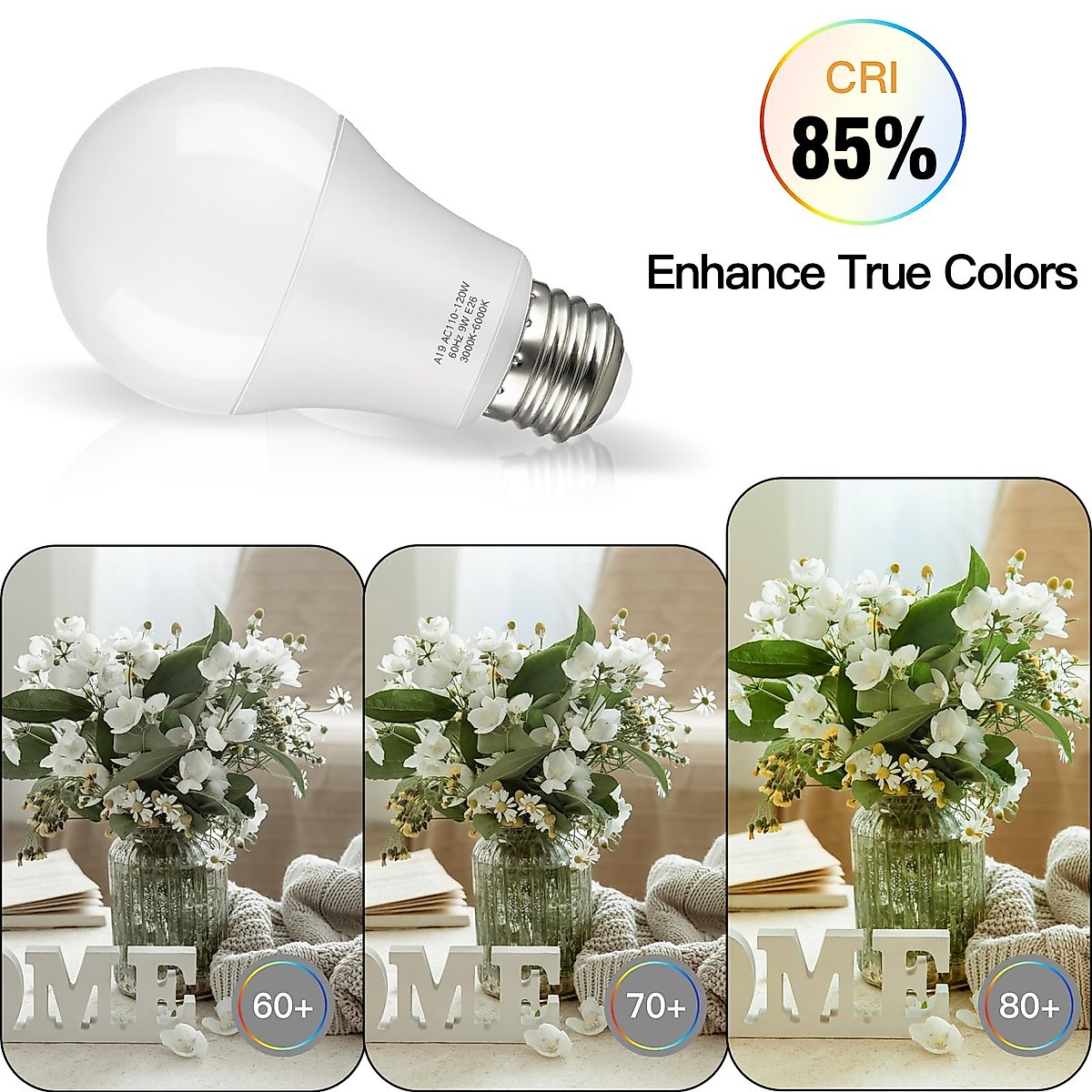 OUTON A19 LED Light Bulb with Remote Control, Efficient 9W LED Bulb (60Watt Equivalent), 810 LM, Dimmable, 3000K-6000K, E26 Base, Light Bulb with Timer for Living Room, Bedroom, 1Bulb & Remote