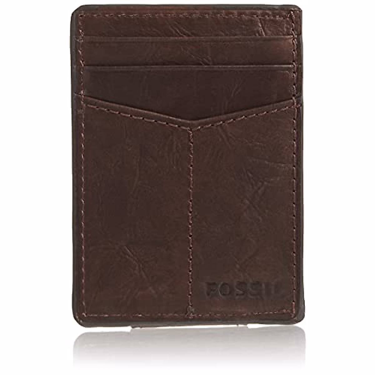 Fossil Men's Ingram Leather Magnetic Card Case with Money Clip Wallet, Brown, (Model: ML3235200)