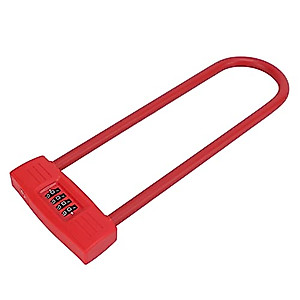 Red Bike Combination U Lock, Anti Theft Long Shackle Resettable Padlock for Bicycle Electric Scooter Motorcycles