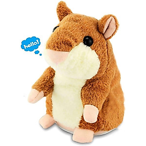 Qwifyu Talking Hamster, Interactive Stuffed Plush Animal Talking Toy Cute Sound Effects with Repeats Your Said Voice, Best Buddy for Kids Gift Age 3+ (Brown)