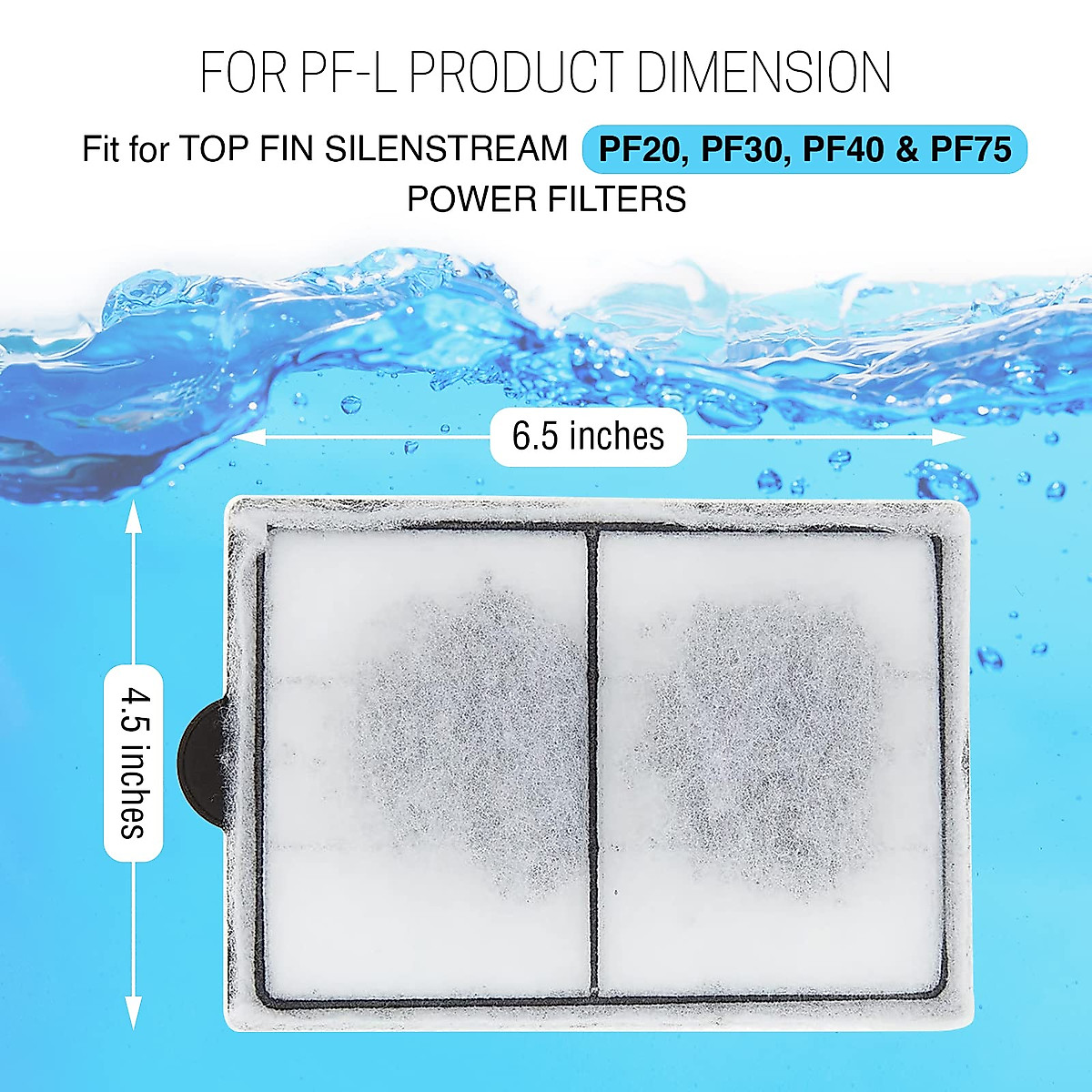 Top Fin Silenstream PF-L Refill for PF20, PF30, PF40 and PF75 Power Filters 6.5in x 4.5- (12 Count) 1 Year Supply