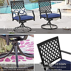 LOKATSE HOME Outdoor Patio Dinning Swivel Chairs Rocker Set of 2 Metal for Garden Backyard Furniture, 2, Blue