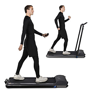 AW 2 in 1 Under Desk Treadmill Folding Electric Treadmill Walking Jogging Machine Motorized Exercise Machine with LCD Display for Home Office Gym Exercise Apartment Basement Workout