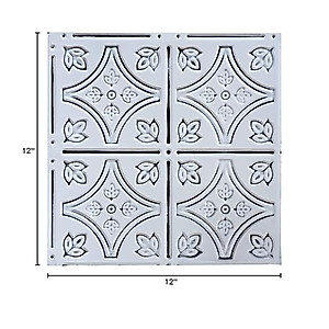Holydecot Tin Wall Tiles Nail-Up Ceiling Tiles Stair Riser Kitchen Backsplash - Antique White 12x12 inch Sample