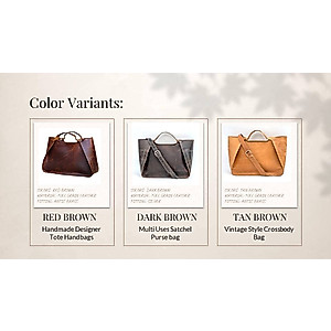 Genuine Full Grain Leather Shoulder Tote Bag for Women (Tan)