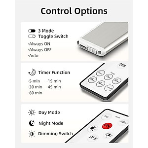 EZVALO Under Cabinet Lights, LED Closet Lights Wireless USB Charging, Motion Sensor Lighting Indoor 5700K Dimmable with Remote Control (White) 5 Pack