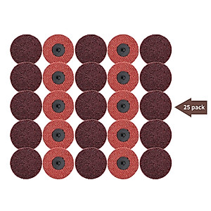 COSPOF 3 Inch Surface Conditioning Discs, 25 Pcs Medium Sanding Discs, Type-R Quick Change and Heat Dissipation (Red-Medium).