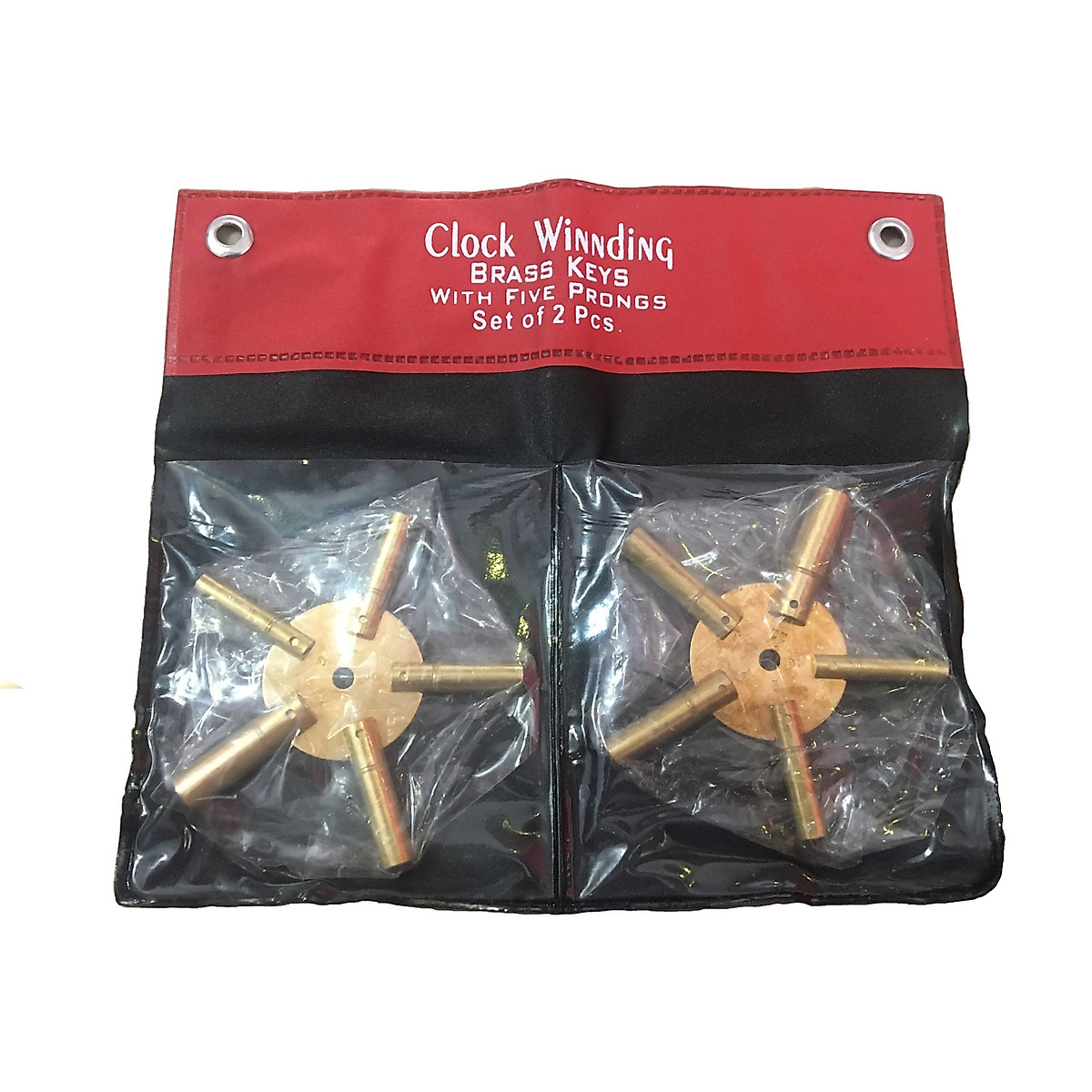 Universal 5 Prong Brass Clock Key for Winding Clocks, Odd and Even Numbers with Cover from Brass Blessing (5192)