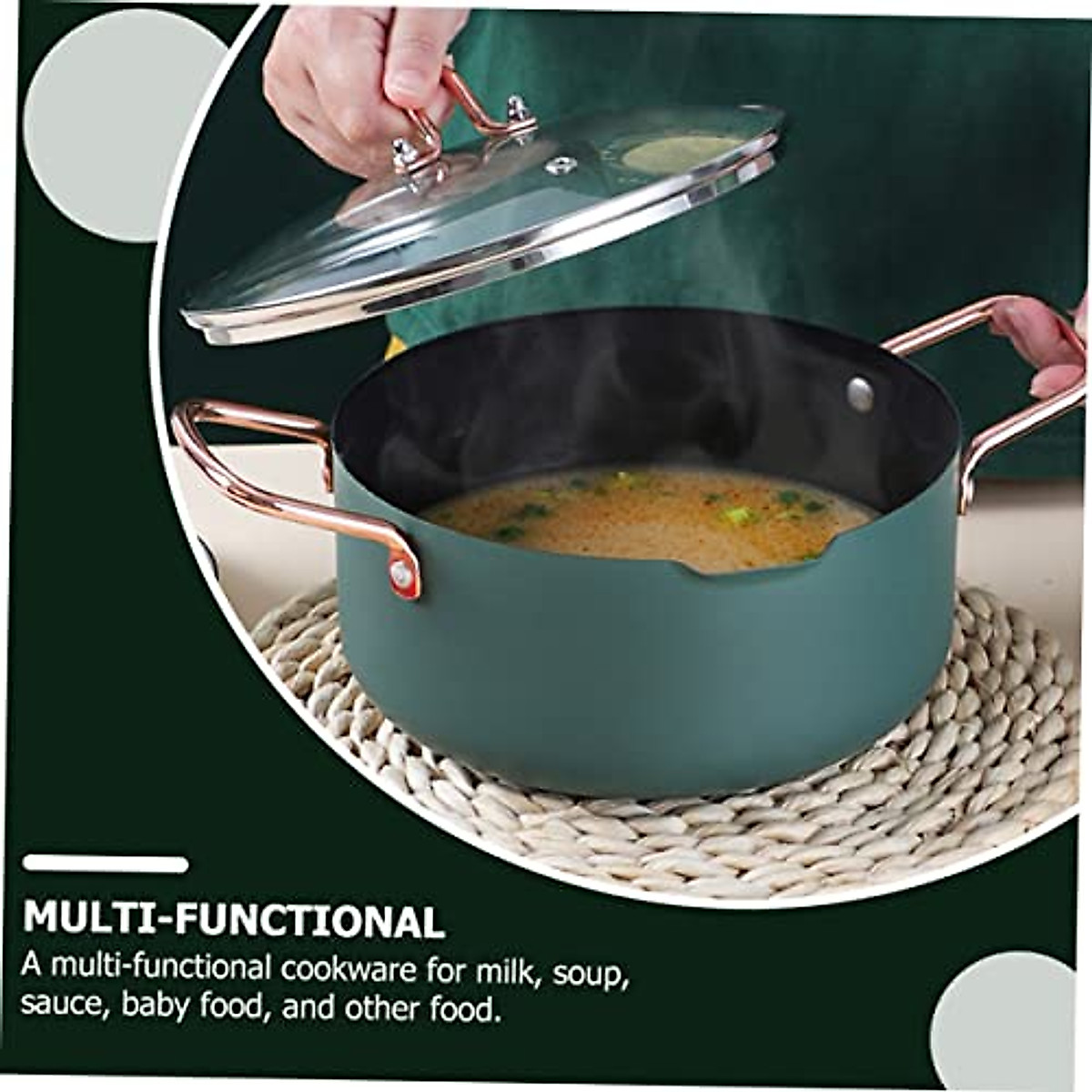 Angoily 1 Set Non Stick Food Supplement Pan Korean Pots for Cooking Food Pans with Lids Cooking Noodles Pot Shabu Shabu Pot Steel Stock Pot Non-stick Stockpot Food Cooking Pot