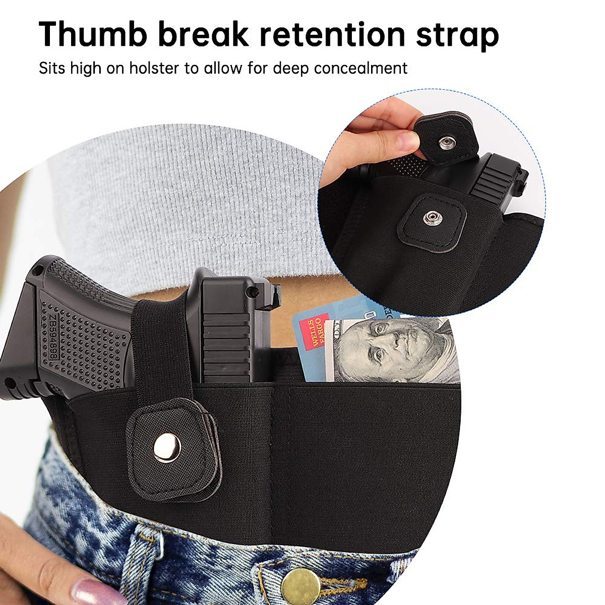 Aomago Belly Band Holsters for Men Women with Extra Mag Pouch - Small Adjustable Waistband, Gun Holster Fits Glock, Bodyguard 380, Taurus 1911, Sig Sauer, etc