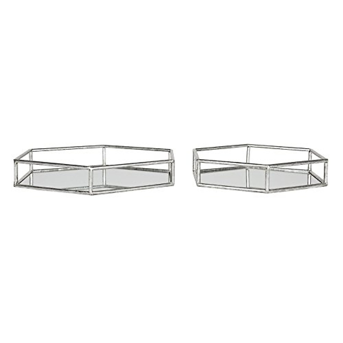 Kate and Laurel Felicia Modern Glam 2-Piece Nesting Metal Mirrored Decorative Accent Trays, Silver