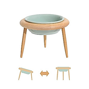 Havniva Ceramics Cat Bowl Adjustable Cat Food Bowl Kitty Bowl Raised Tilted Cat Bowl Cat Water Bowl Pet Supplies Slanted Elevated Cat Bowl (600ml, Light Green)