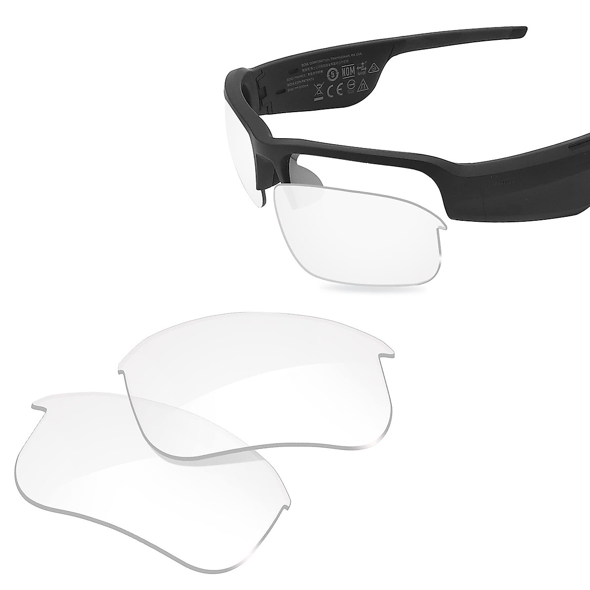 Glintbay 100% Precise-Fit Replacement Sunglass Lenses for Bose Tempo BMD0011 - Crystal Clear Non-polarized