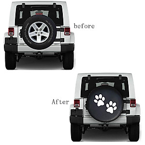 DKIIGAME Spare Tire Cover,Weatherproof Vinyl Leather Wheel Cover for Jeep Wrangler Sahara,Hummer H3,Toyota FJ,Trailer, RV, SUV, Truck (32"-33" Paw Print)
